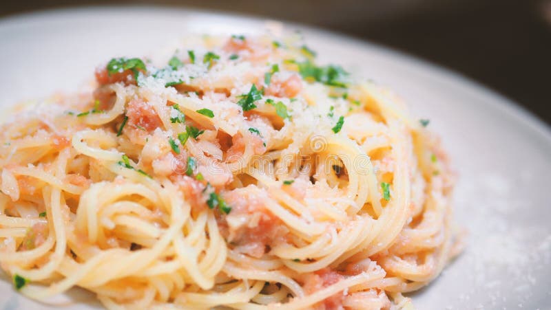 Spaghetti Sauce Tarako Made from Cod Fish Stock Image - Image of ...