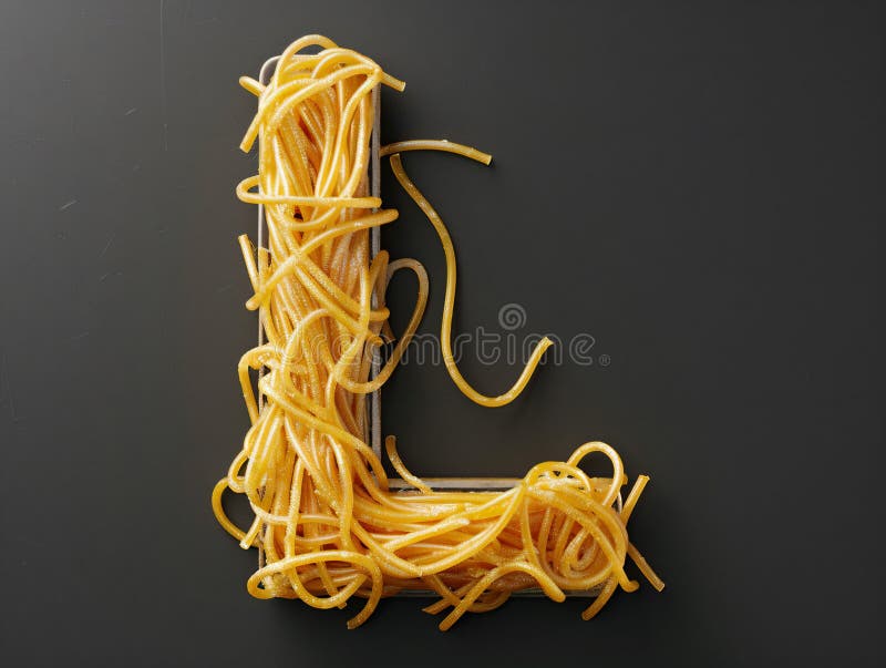 Spaghetti in Shape of L Letter. Spaghetti for Cooking Stock ...