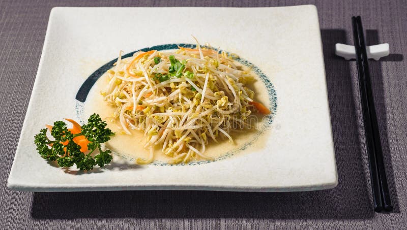 Spaghetti with Soya Beans, Carrots and Leeks Stock Photo - Image of ...