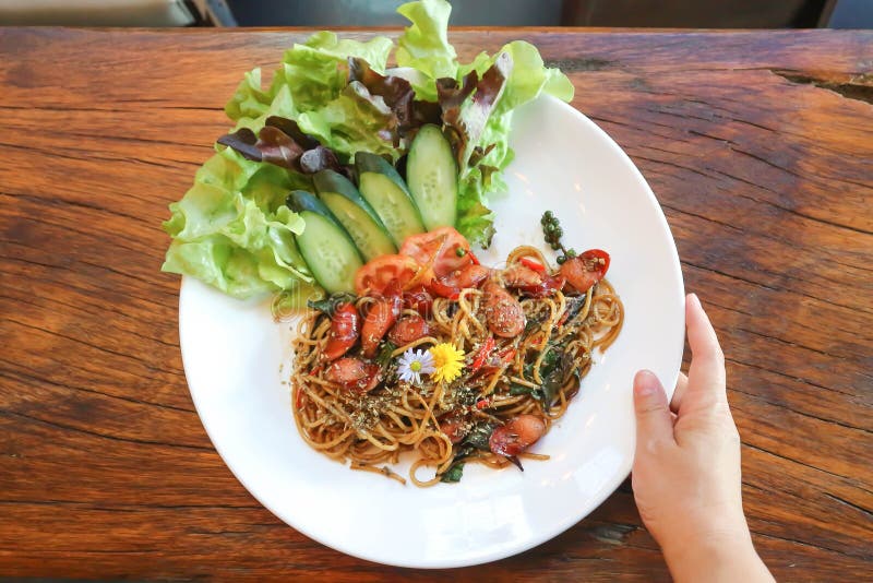 Spaghetti or Spicy Spaghetti, Pasta or Spicy Pasta Stock Image - Image ...