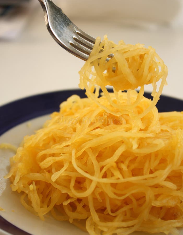 Cooked Spaghetti Squash Noodles Stock Image - Image of strands, cooked ...