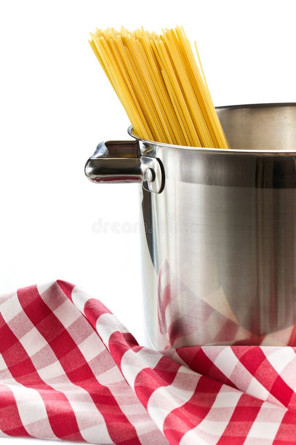Spaghetti in a Stainless Steel Pot Stock Photo - Image of dinner, lines ...