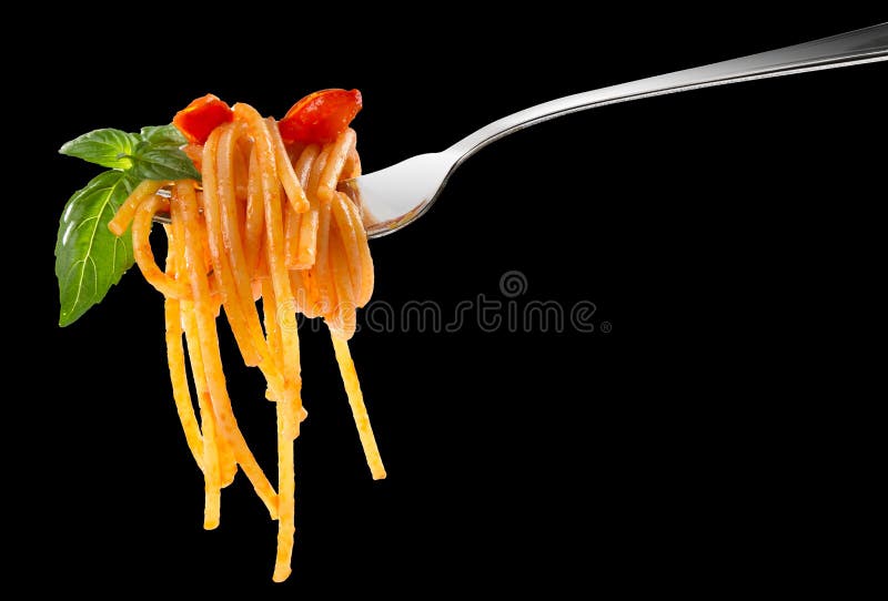Spaghetti sulla forchetta stock image. Image of isolated - 166841959