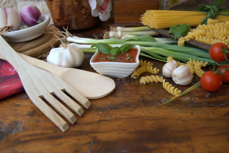 Spaghetti on the table stock photo. Image of salt, vegetables - 16013434