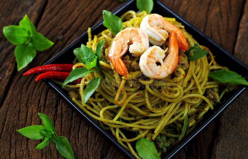 Spaghetti thai style. stock image. Image of food, spicy - 33991371