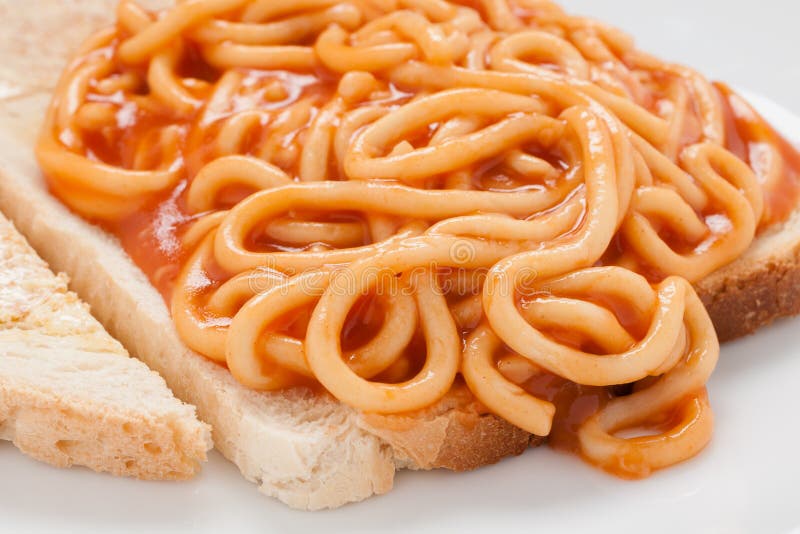 Spaghetti on toast stock image. Image of bread, cuisine - 148975207