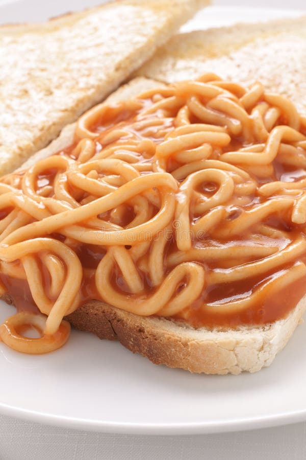 Spaghetti on toast stock photo. Image of tinned, ketchup - 48860220
