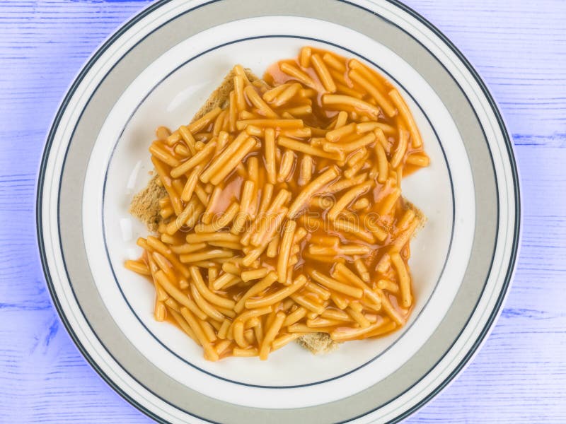 Spaghetti on Toasted Bread Served on a Plate Stock Photo - Image of ...