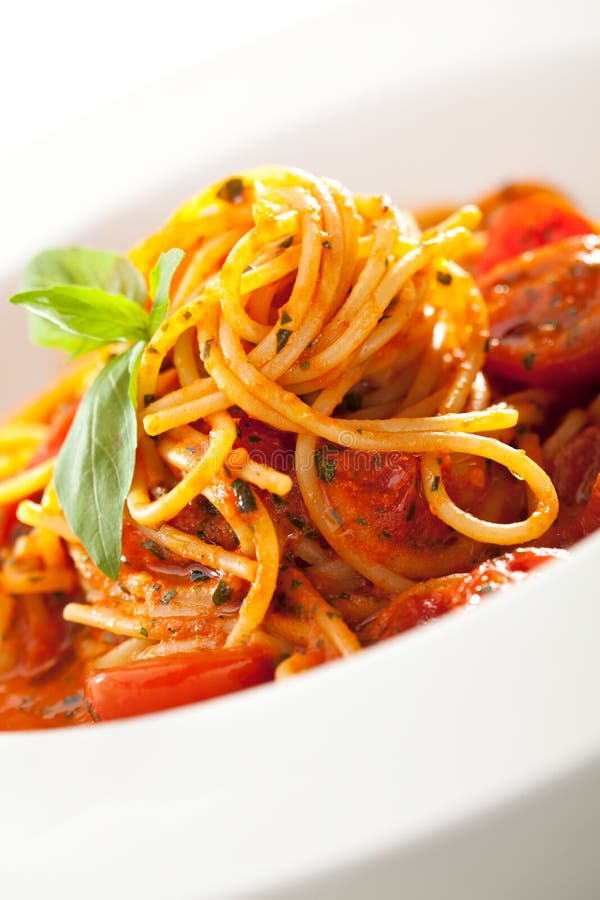 Spaghetti stock image. Image of food, tomatoes, delicious - 42852337