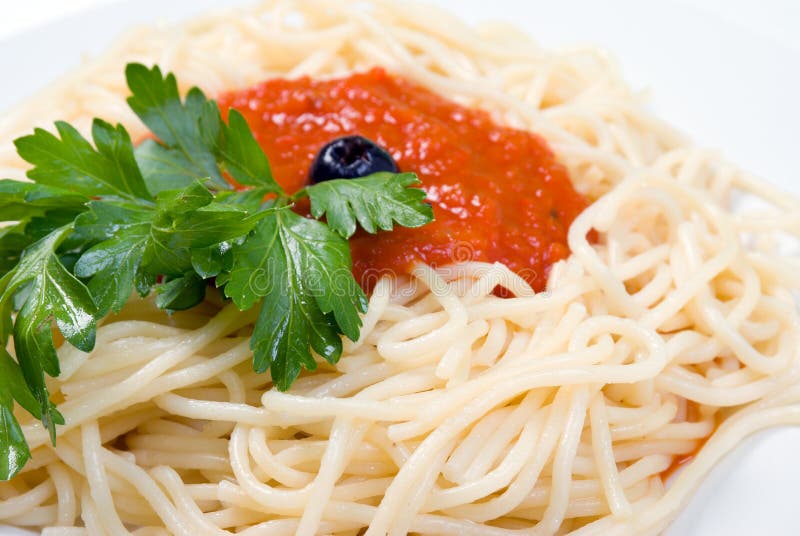 Spaghetti with Tomato Sauce Stock Image - Image of tasty, freshness ...