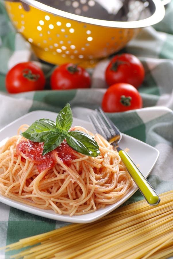 Spaghetti with Tomato Sauce Stock Photo - Image of noodles, tomato ...