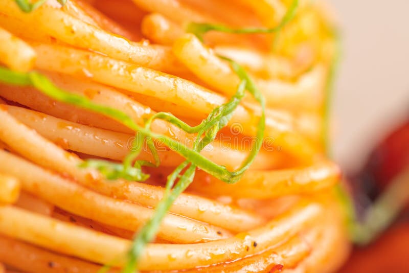 Spaghetti with Tomato Sauce and Burned Tomatos Stock Image - Image of ...
