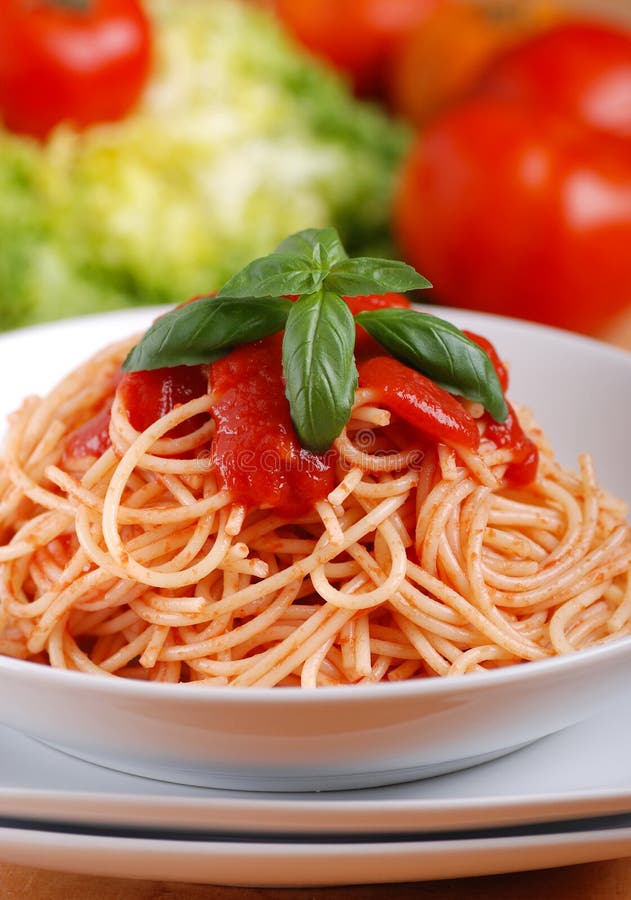 Spaghetti with Tomato Sauce Stock Image - Image of mediterranean ...