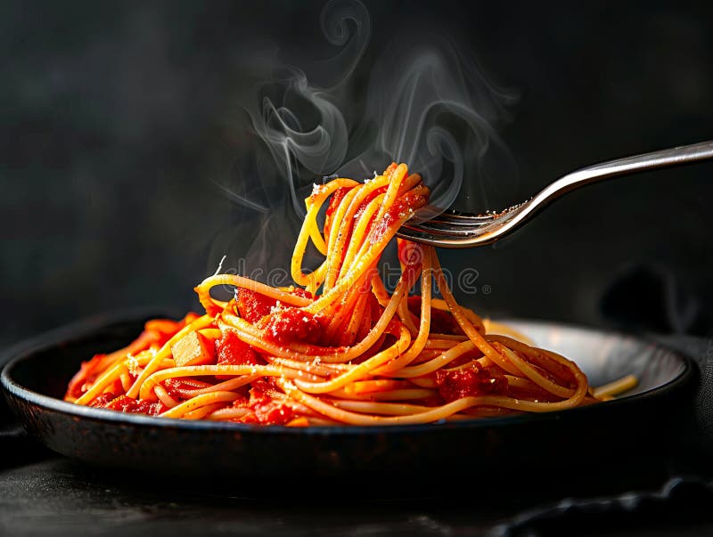 Spaghetti with Tomato Sauce on a Plate Stock Photo - Image of sauce ...