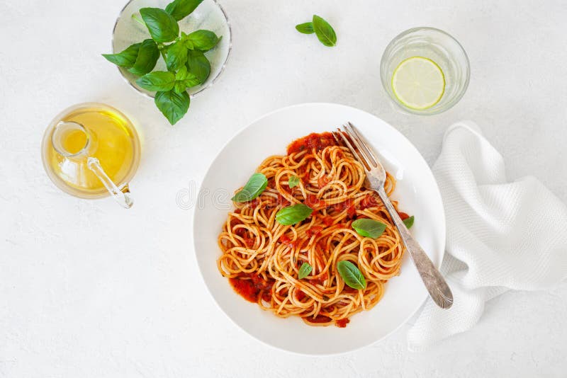 Spaghetti with Tomato Sauce, Traditional Italian Pasta Stock Image ...