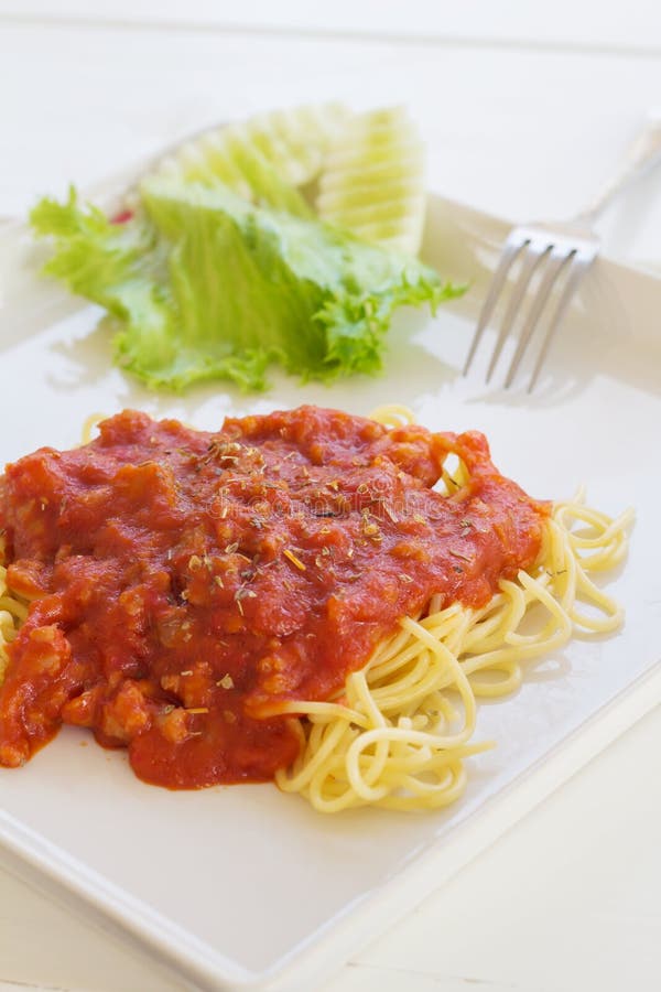 Spaghetti with Tomato Source. Stock Image - Image of cuisine, food ...