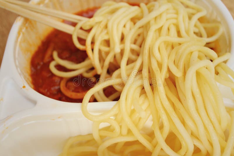 Spaghetti with Tomatoes Sauce in Lunch Box. Stock Photo - Image of ...