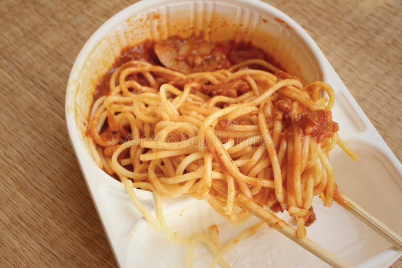 Spaghetti with Tomatoes Sauce in Lunch Box. Stock Photo - Image of meat ...