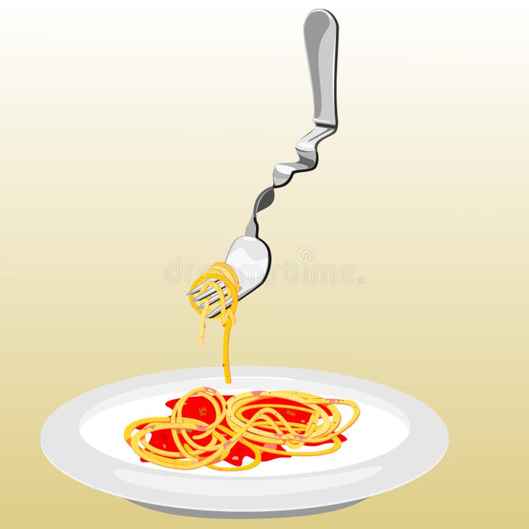 Spaghetti twisted fork stock illustration. Illustration of delicacy ...