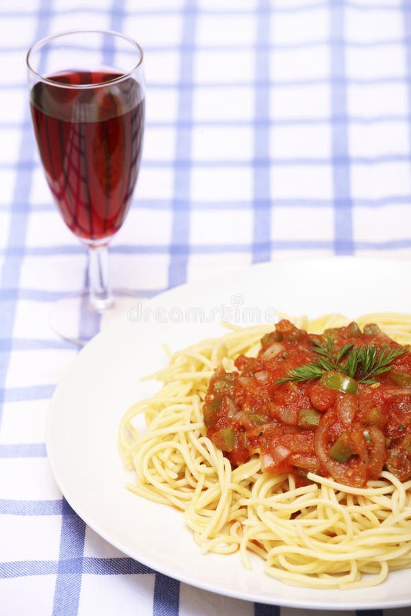 Spaghetti with wine stock photo. Image of pasta, relationship - 18288720