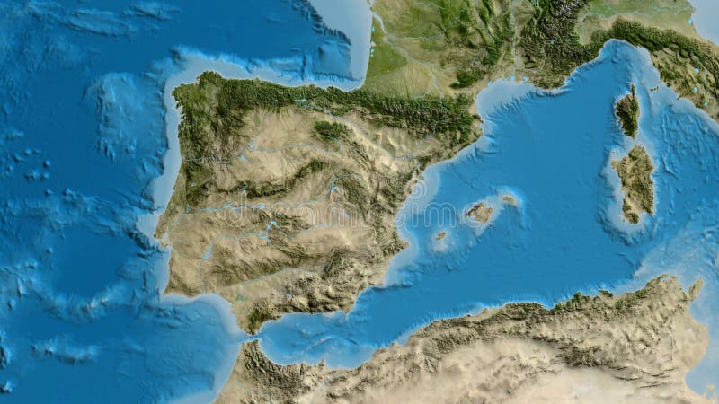 Spain area. Satellite map stock illustration. Illustration of spain ...