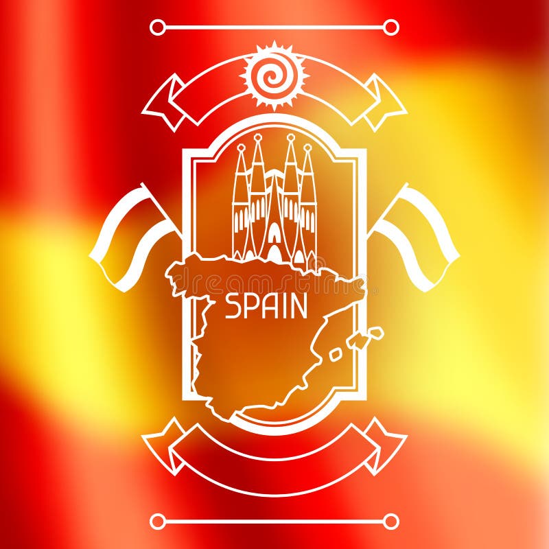 Spain Background Design on Blurred Flag. Spanish Traditional Symbols ...