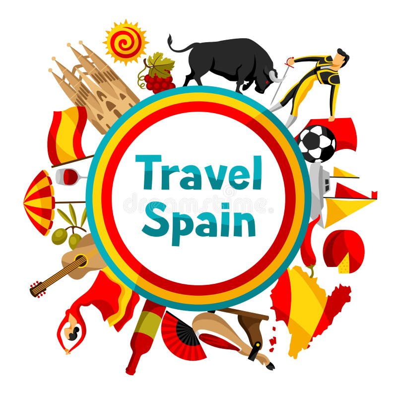 Spain Background Design. Spanish Traditional Sticker Symbols and ...