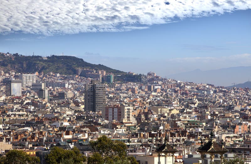 Spain. Barcelona. the Top View on a City Stock Image - Image of tower ...