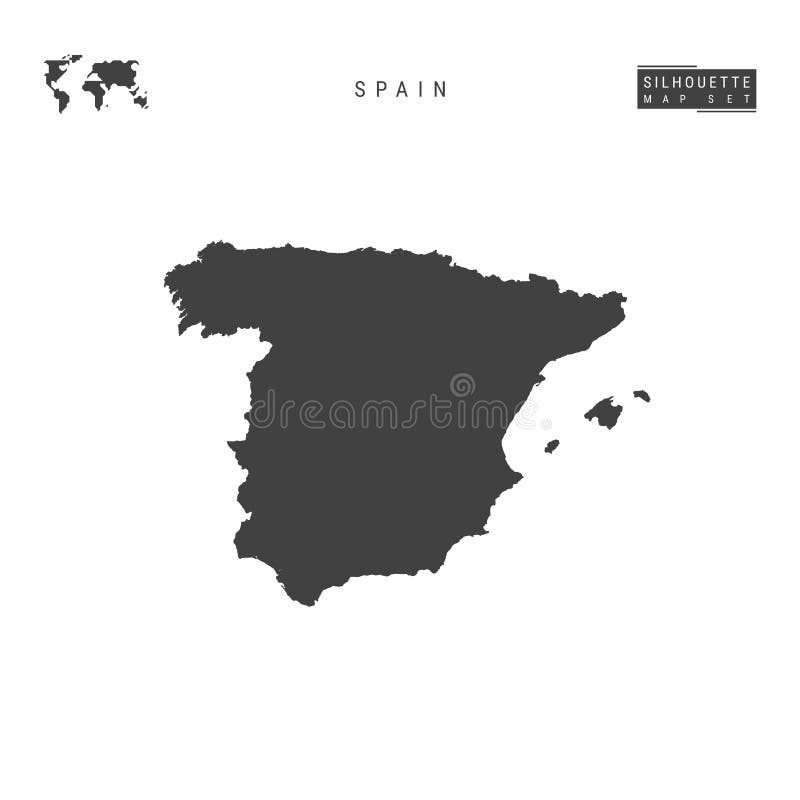 Spain Vector Map Isolated on White Background. High-Detailed Black ...