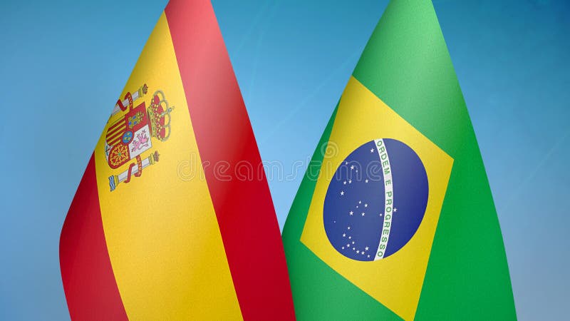 Spain Vs Brazil, Brazilian Smoky Mystic Flags Placed Side by Side ...