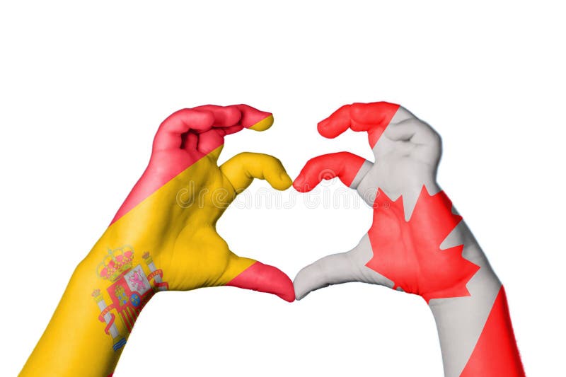 Spain Canada Heart, Hand Gesture Making Heart Stock Photo - Image of ...