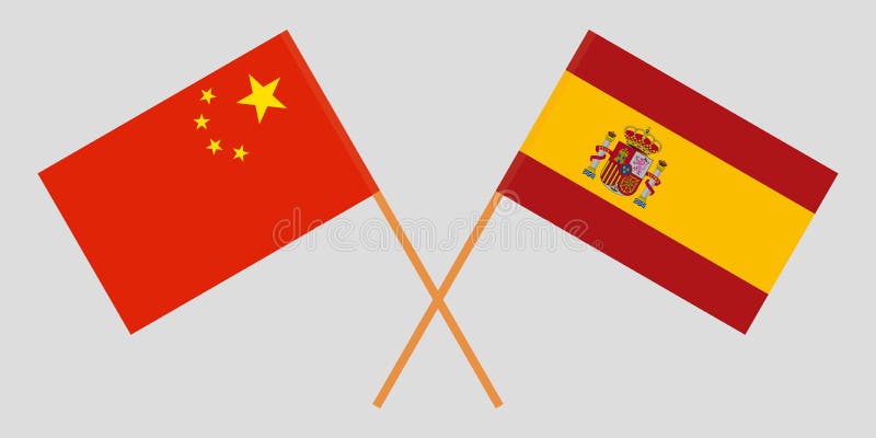 Spain and China Flags Together Fabric Texture Stock Illustration ...