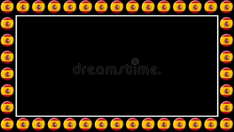 Spain Circle Flags, Screen Border Frame, Black Background, 3D ...