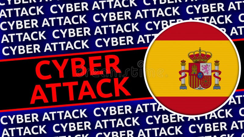 Spain Circular Flag with Cyber Attack Titles â€“ Illustration Stock ...