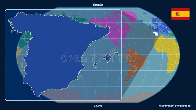 Spain - Continents. Kavrayskiy, Left Stock Illustration - Illustration ...