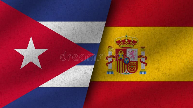 Spain and Cuba Realistic Two Flags Together Stock Illustration ...