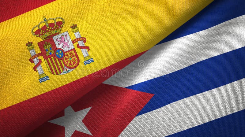 Spain Vs Cuba, Cuban Smoky Mystic Flags Placed Side by Side. Thick ...