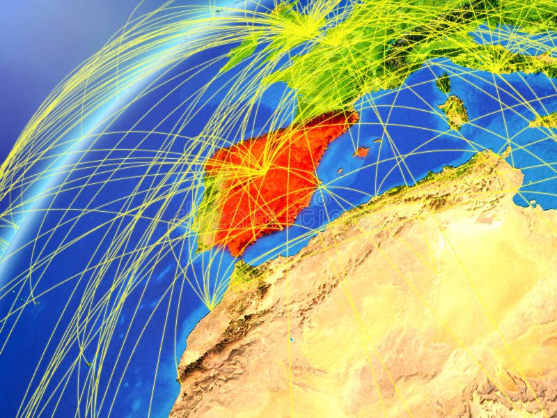 Spain on Earth with Network Stock Illustration - Illustration of ...