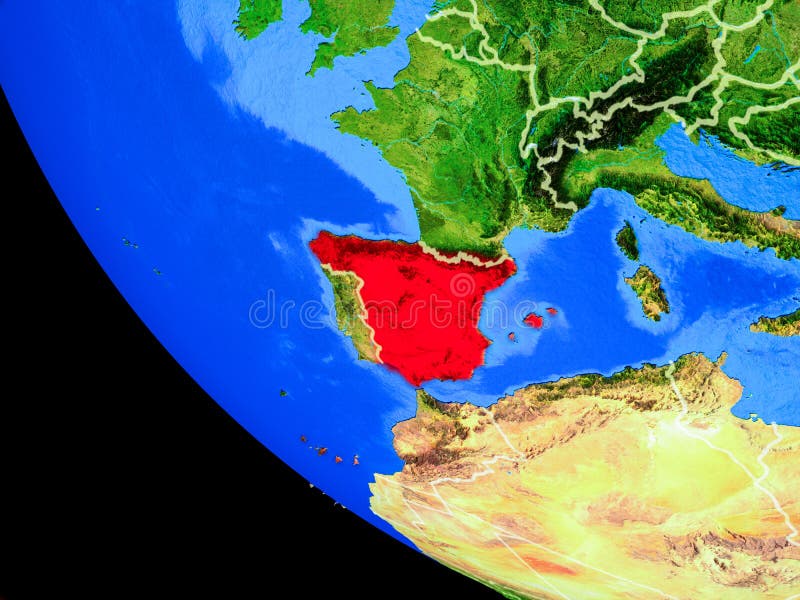 Spain on Earth from space stock illustration. Illustration of ...