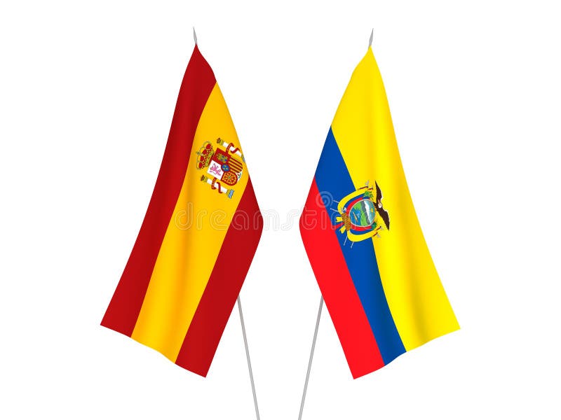 Ecuador and Spain Flags Together Paper Texture Illustration Stock ...