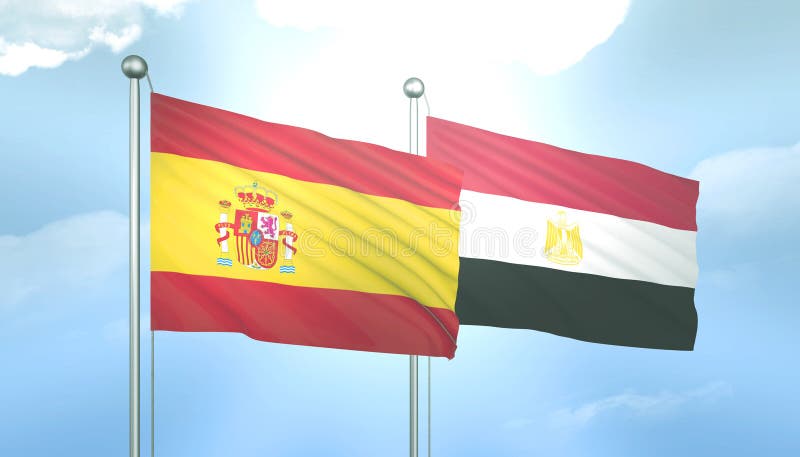 Spain and Ecuador Flag Together a Concept of Relations Stock ...