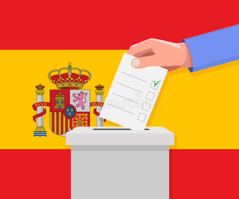 Spain Election Concept. Hand Puts Vote Bulletin Stock Vector ...
