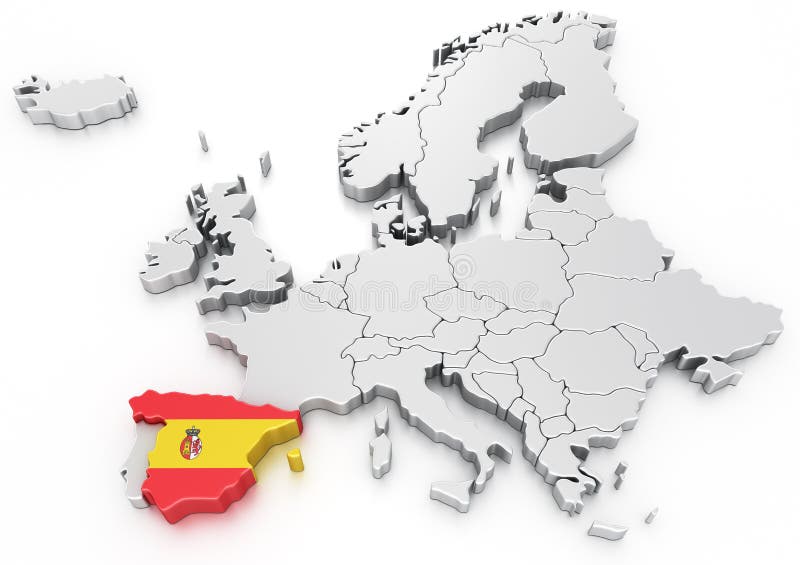 Spain em um euro- mapa ilustração stock. Ilustração de branco - 18864285