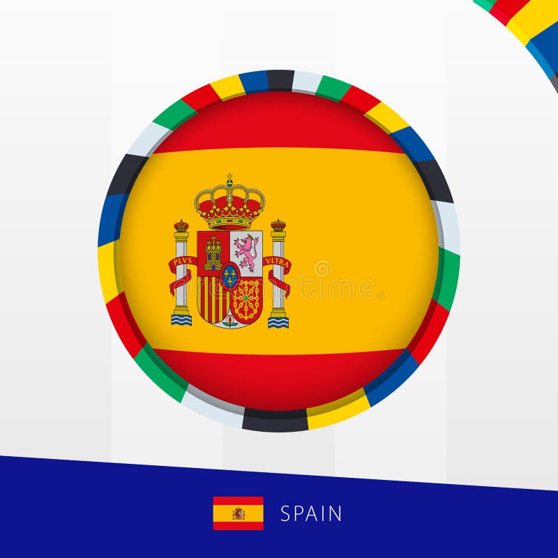 Spain Flag with Colorful Circle Border Stock Vector - Illustration of ...