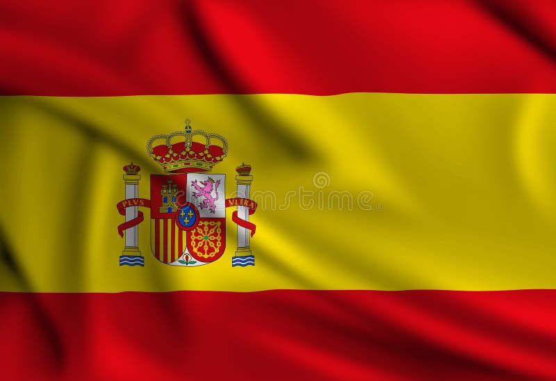 Spain Flag Covering the Frame is Waving in the Wind Stock Illustration ...