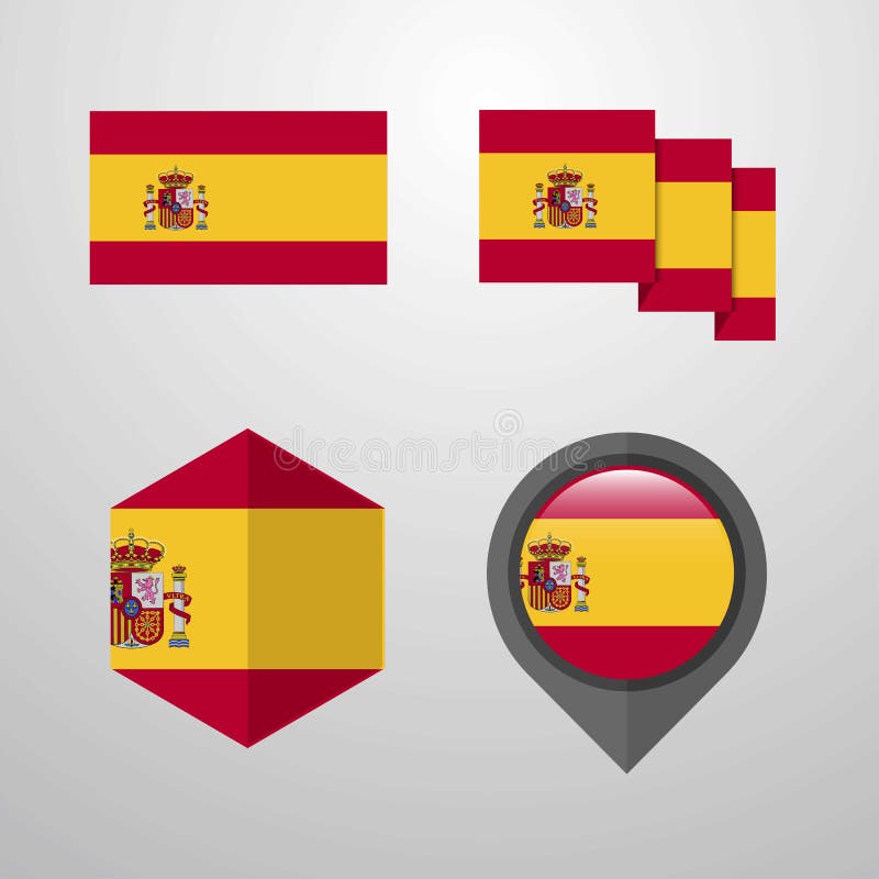 Spain Flag Design Set Vector Stock Vector - Illustration of spain, icon ...