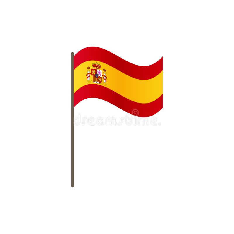 Spain Flag on the Flagpole. Official Colors and Proportion Correctly ...