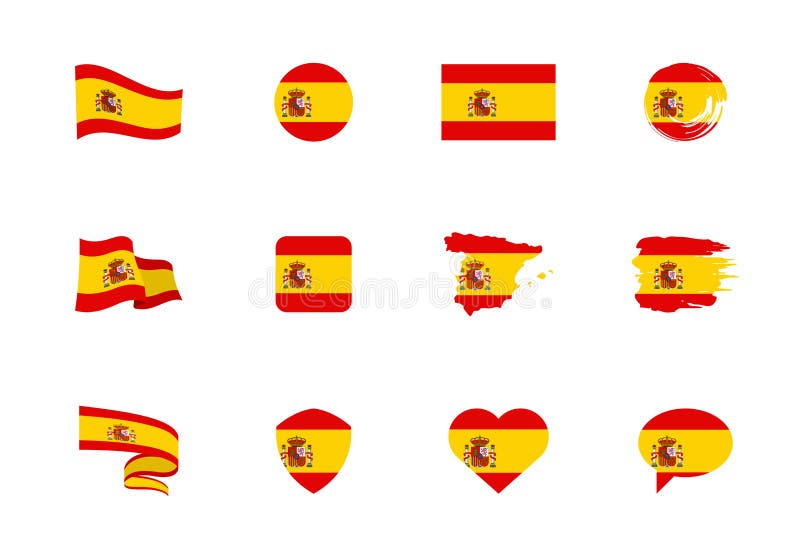 Spain Flag - Flat Collection. Flags of Different Shaped Twelve Flat ...
