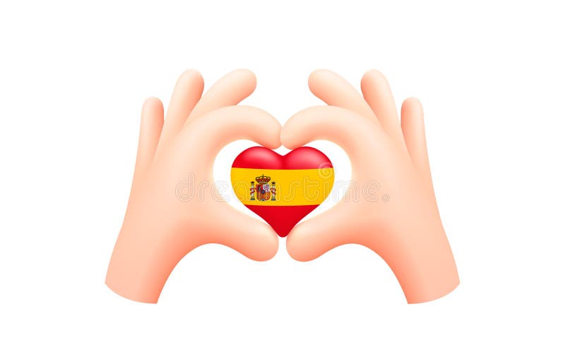 Spain Flag in Form of Hand Heart. National Flag Concept Stock Vector ...