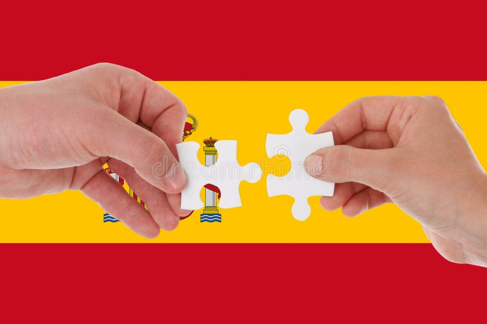 Spain Flag, Intergration of a Multicultural Group of Young People Stock ...